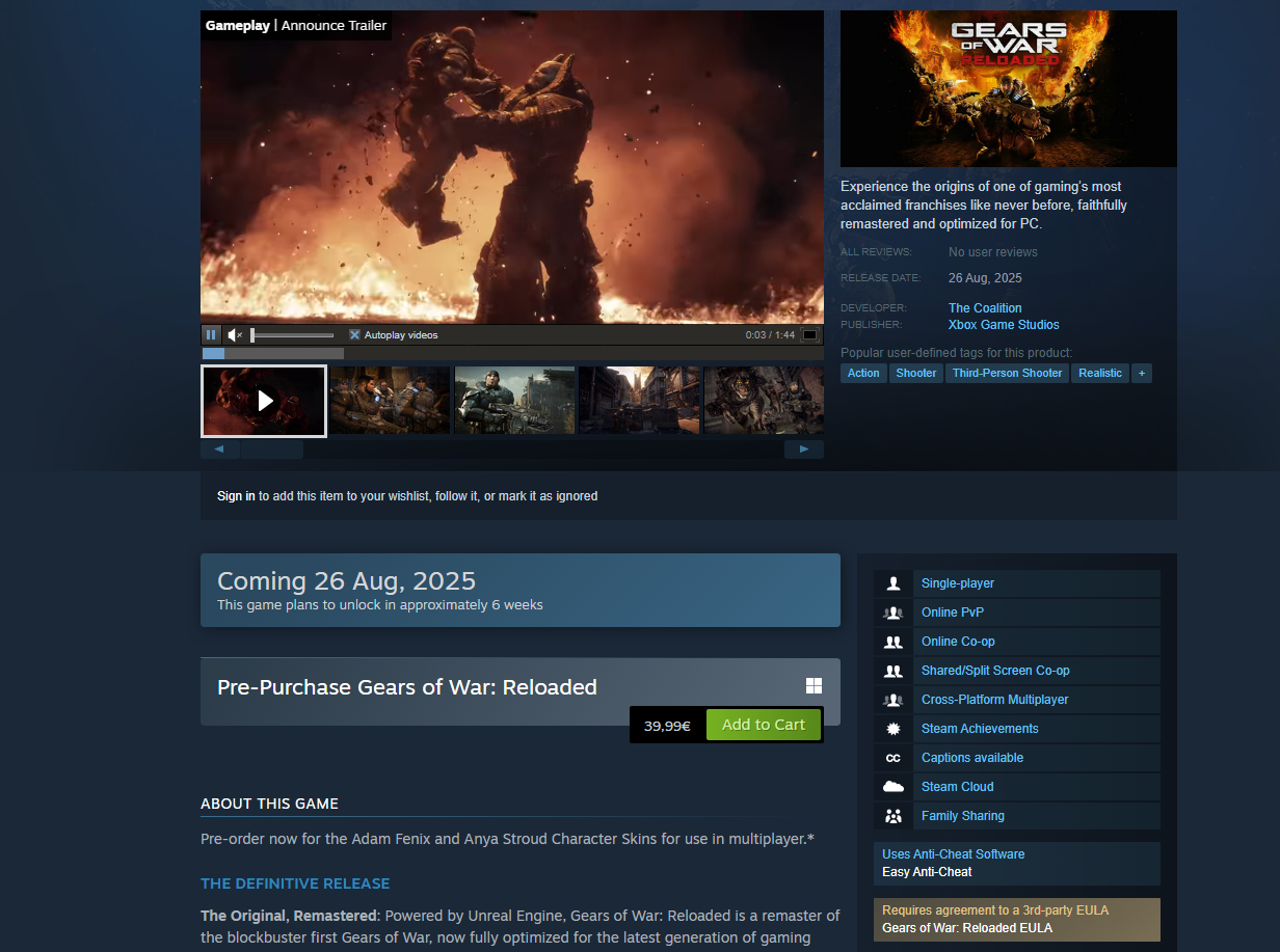 Gears of War: Reloaded | Steam Issues & No Split Screen - NewsyList